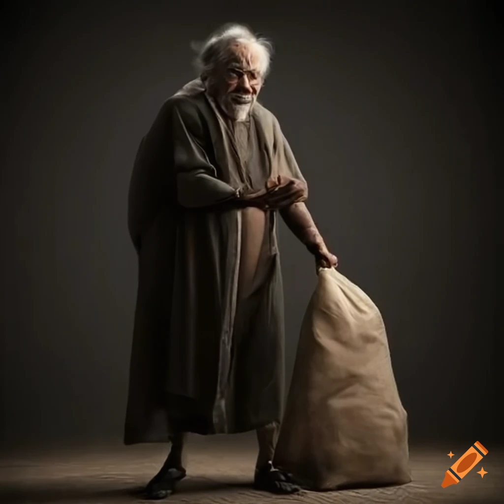 Oldman holding a sack