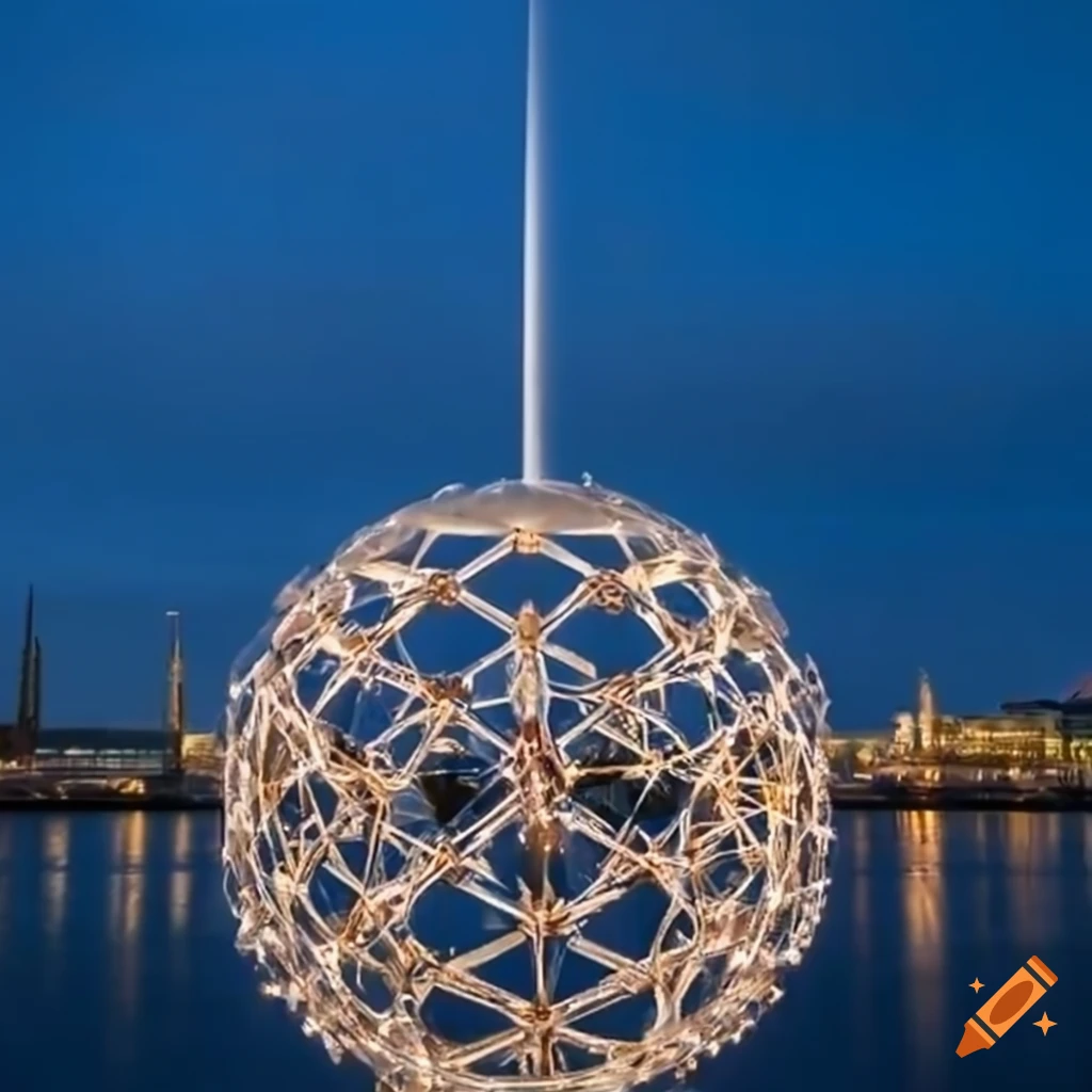 Transparent Hoberman sphere sculpture in Copenhagen's city center on ...