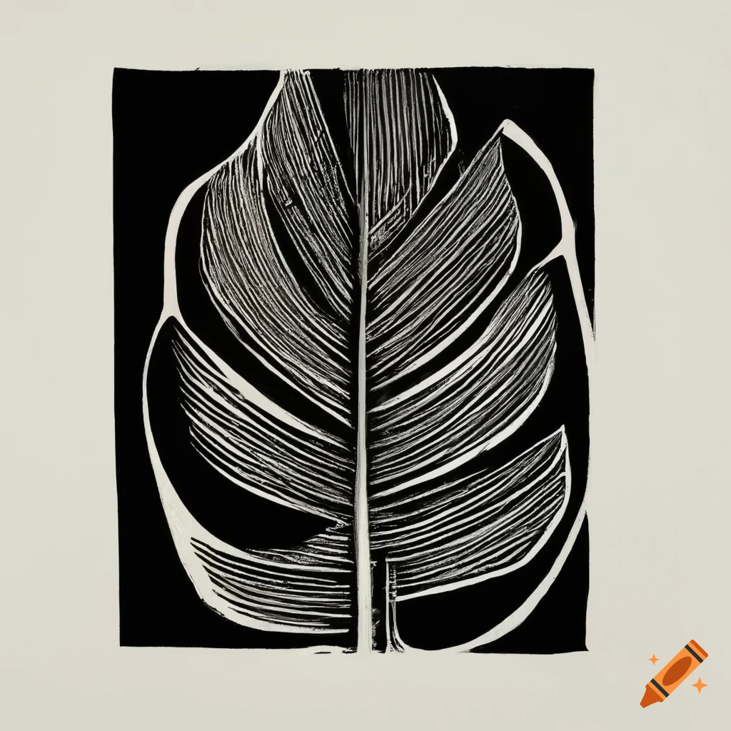 An abstract representation of a plant leaf in the iconic style of Henri ...