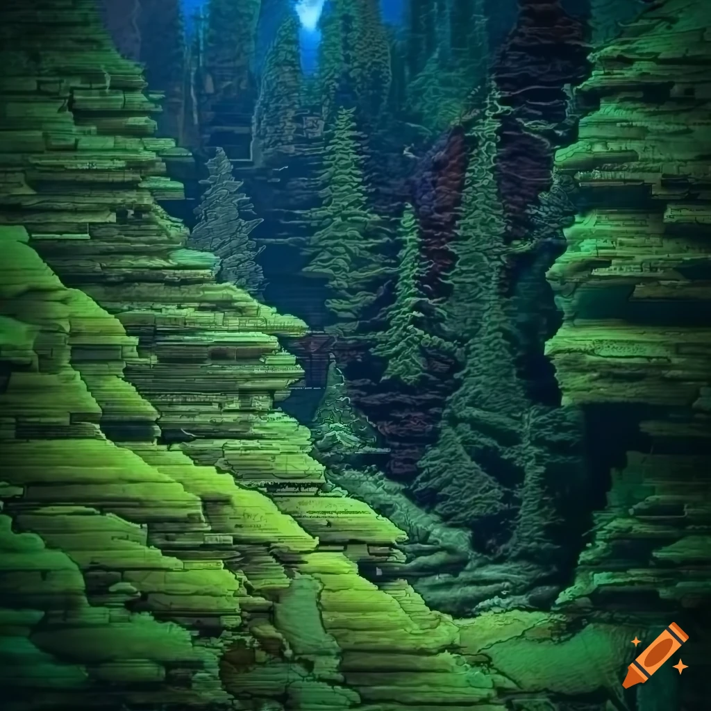 16-bit map for fantasy game, forests & mountains