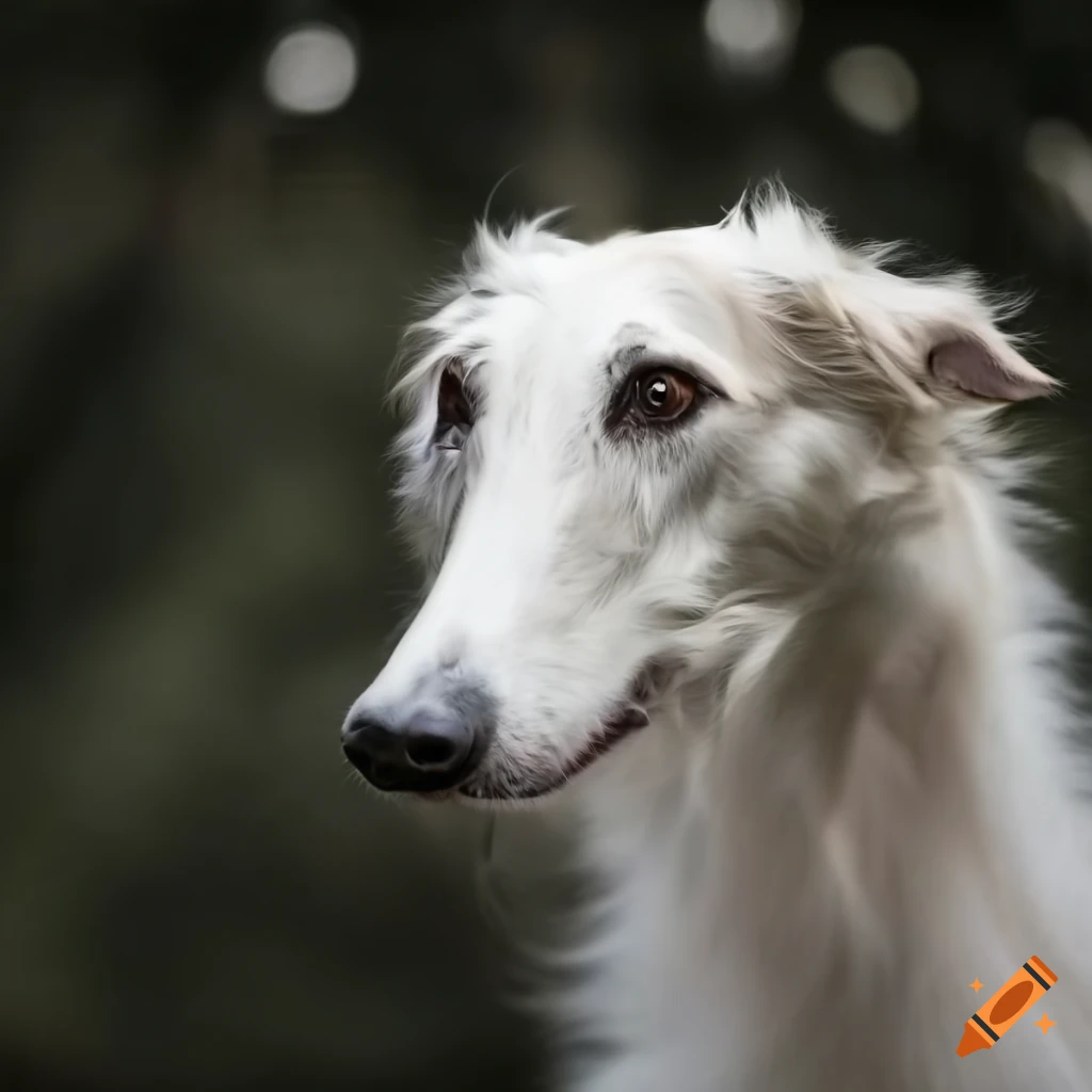 Borzoi with a very long nose looking cute