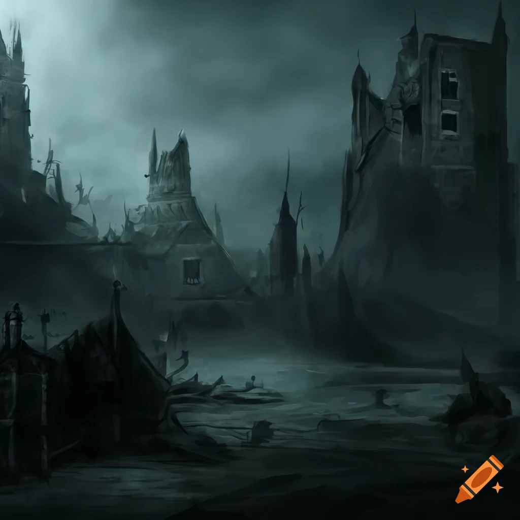 Dark medieval fantasy empty battleground on Craiyon