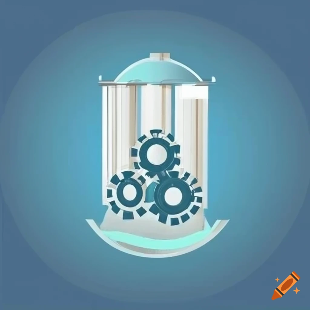 Company logo with gears and silos design for grain storage on Craiyon