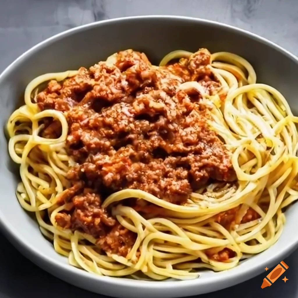 Generate a 8-bit style spaghetti bowl with bolognese sauce