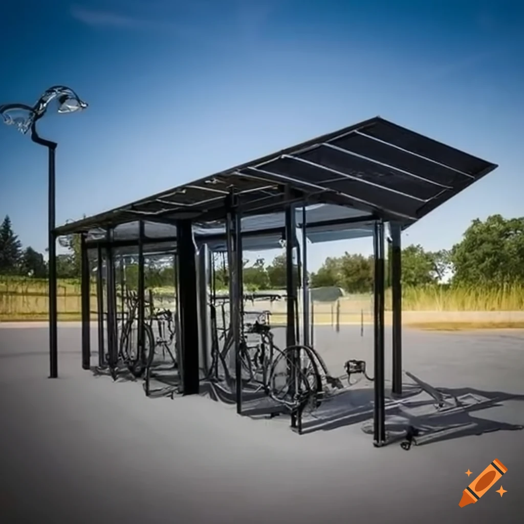 Bike shelter with photovoltaic panels