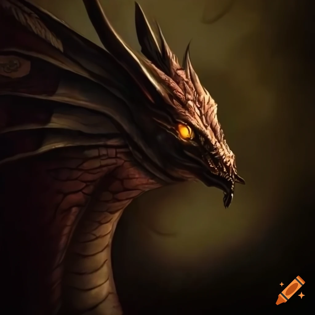 Chiaroscuro portrait of a glorious dragon who looks noble