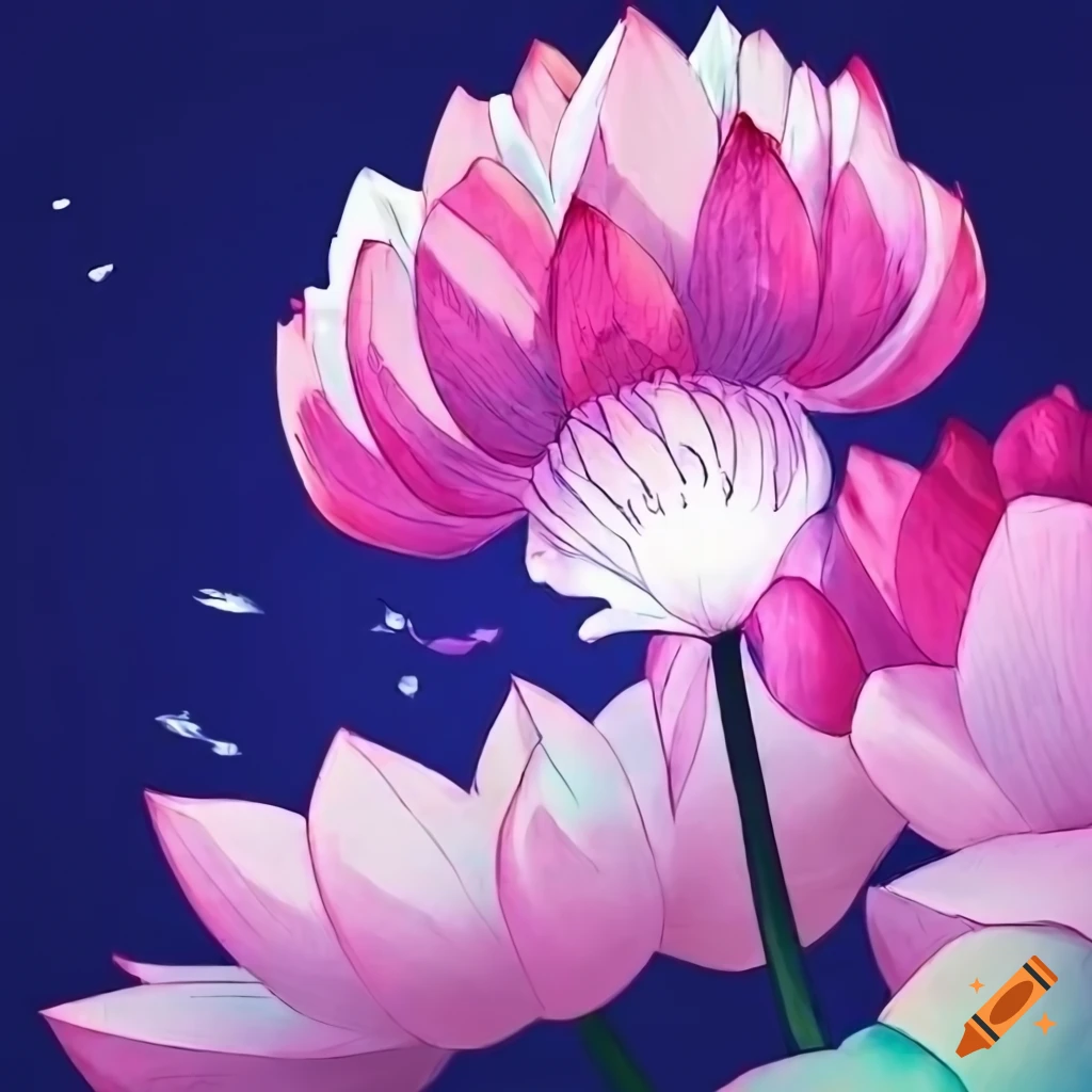 Many lotus flower, in style of manga on Craiyon