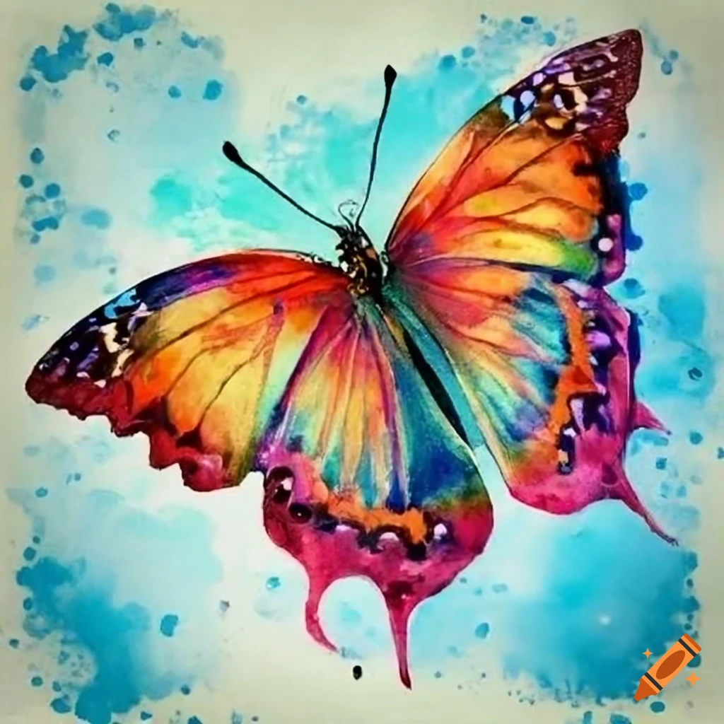 Detailed watercolor of a butterfly