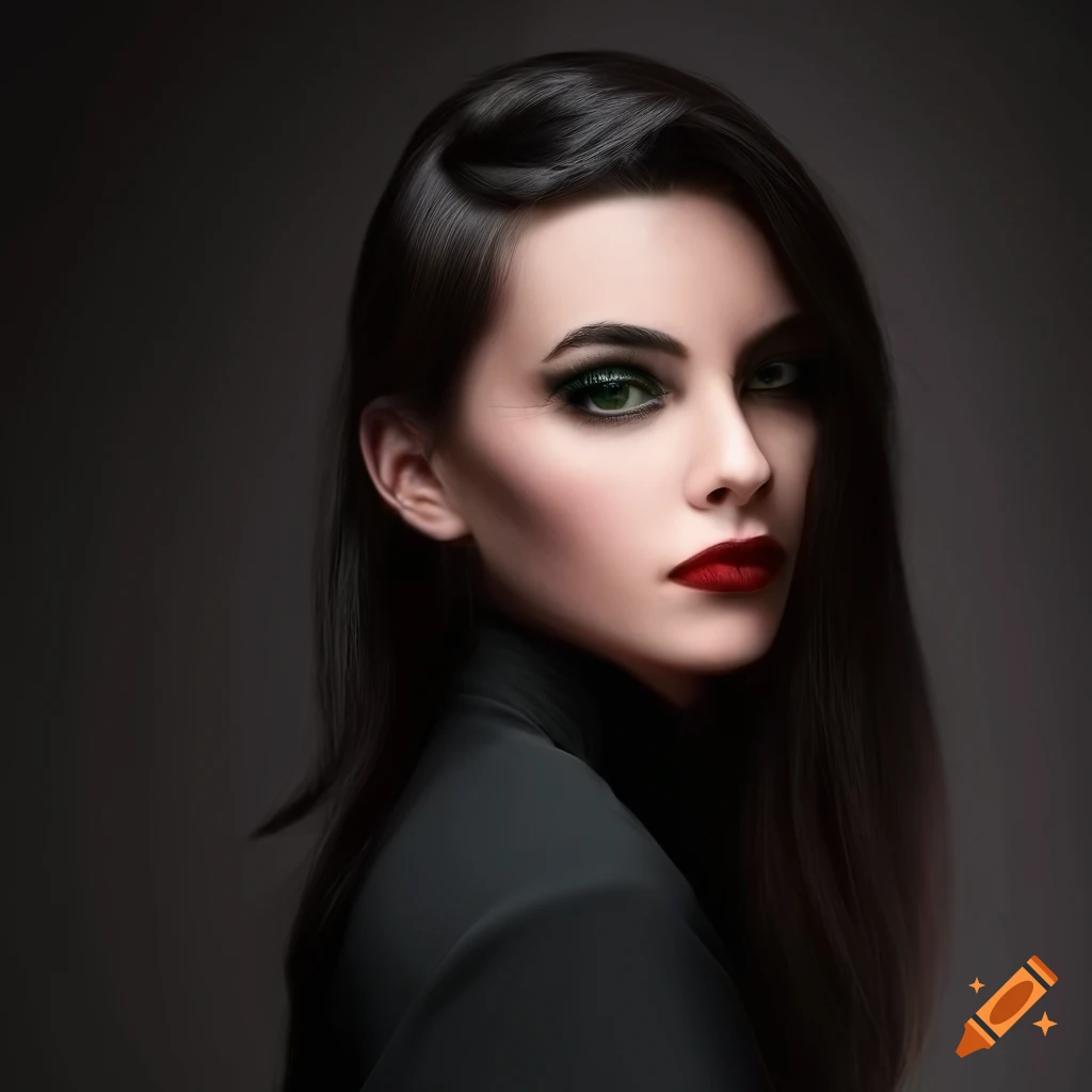 Classy Elegant Young Woman Dark Haired With Green Eyes Classy Elegant