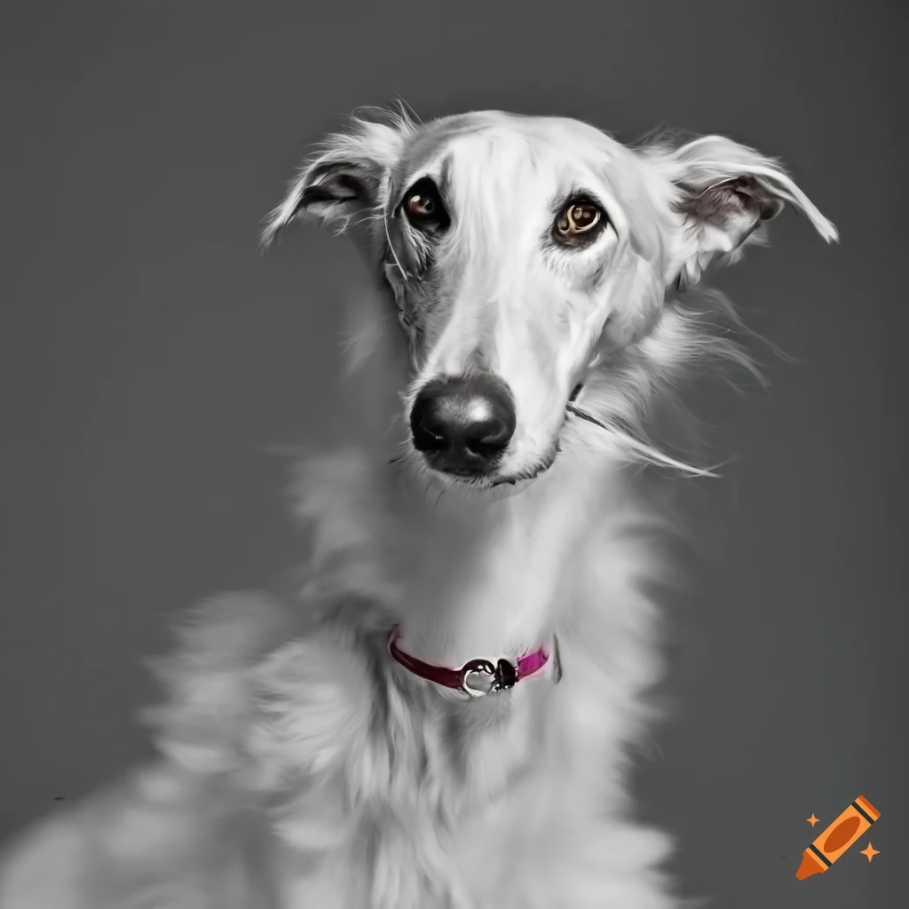Borzoi with a very long nose looking cute