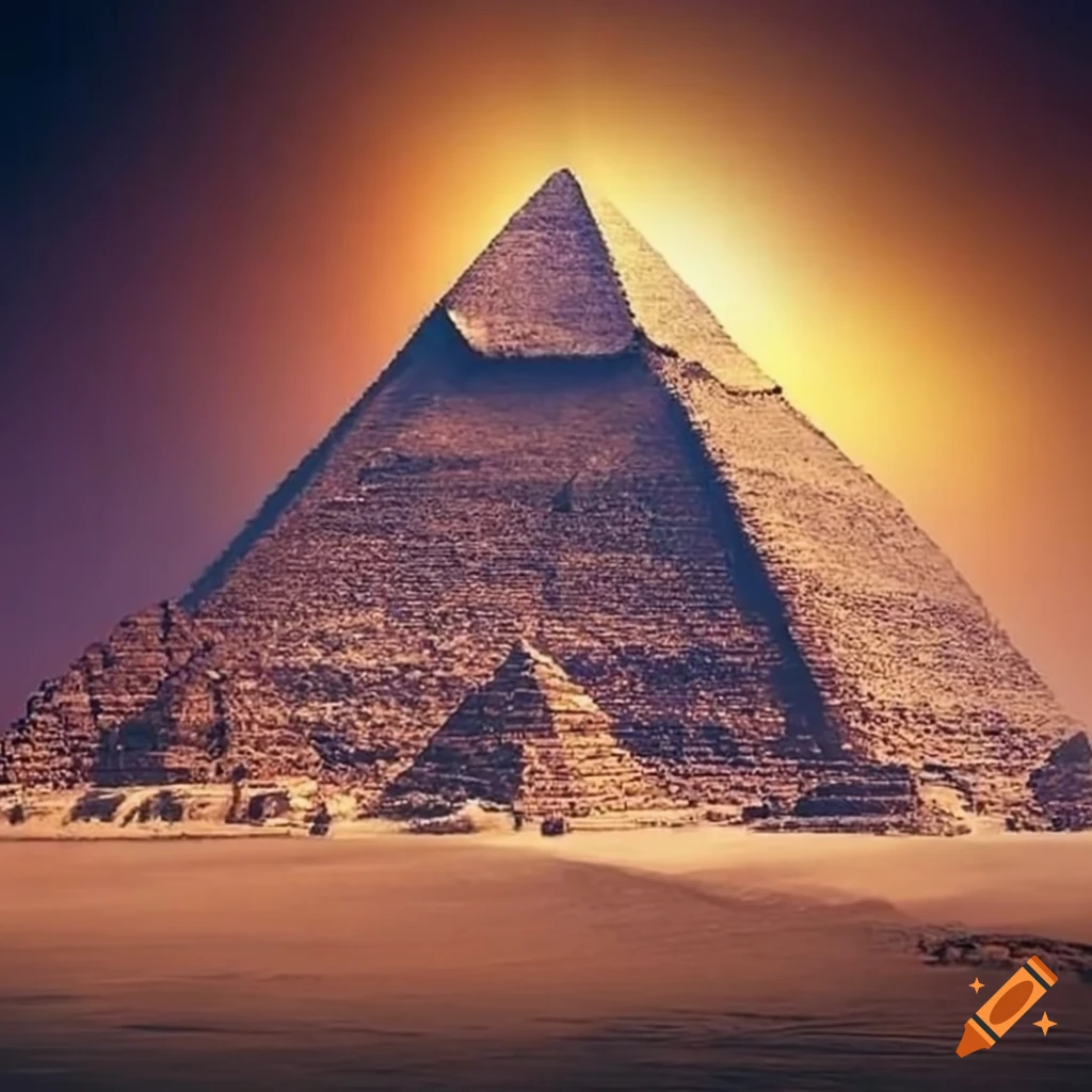 The majestic egyptian pyramids under a mysterious and enchanting glow ...