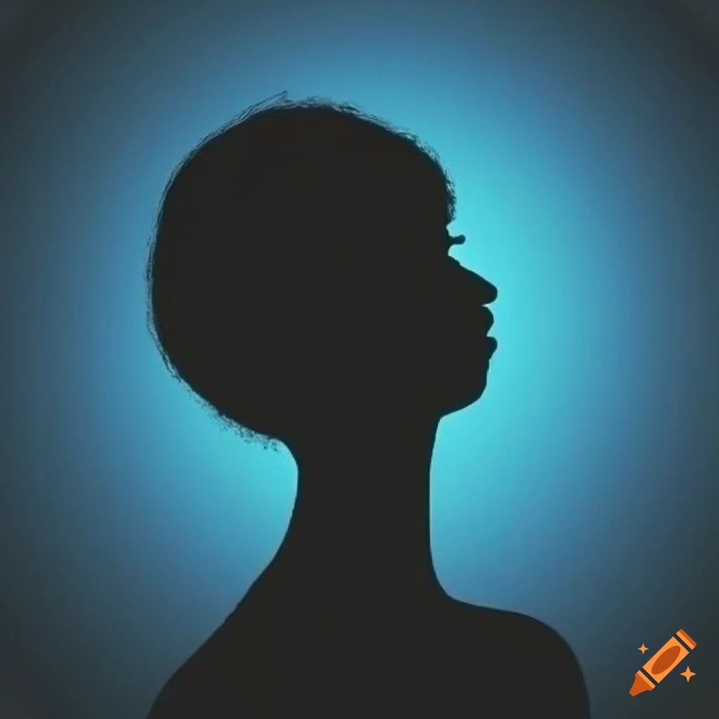 Black silhouette, blue background, somber, solitude
