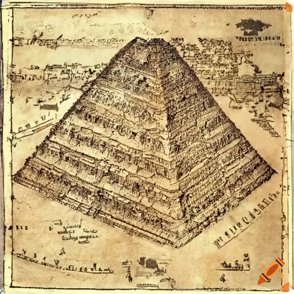 Ancient map revealing the location of a monumental pyramid on Craiyon