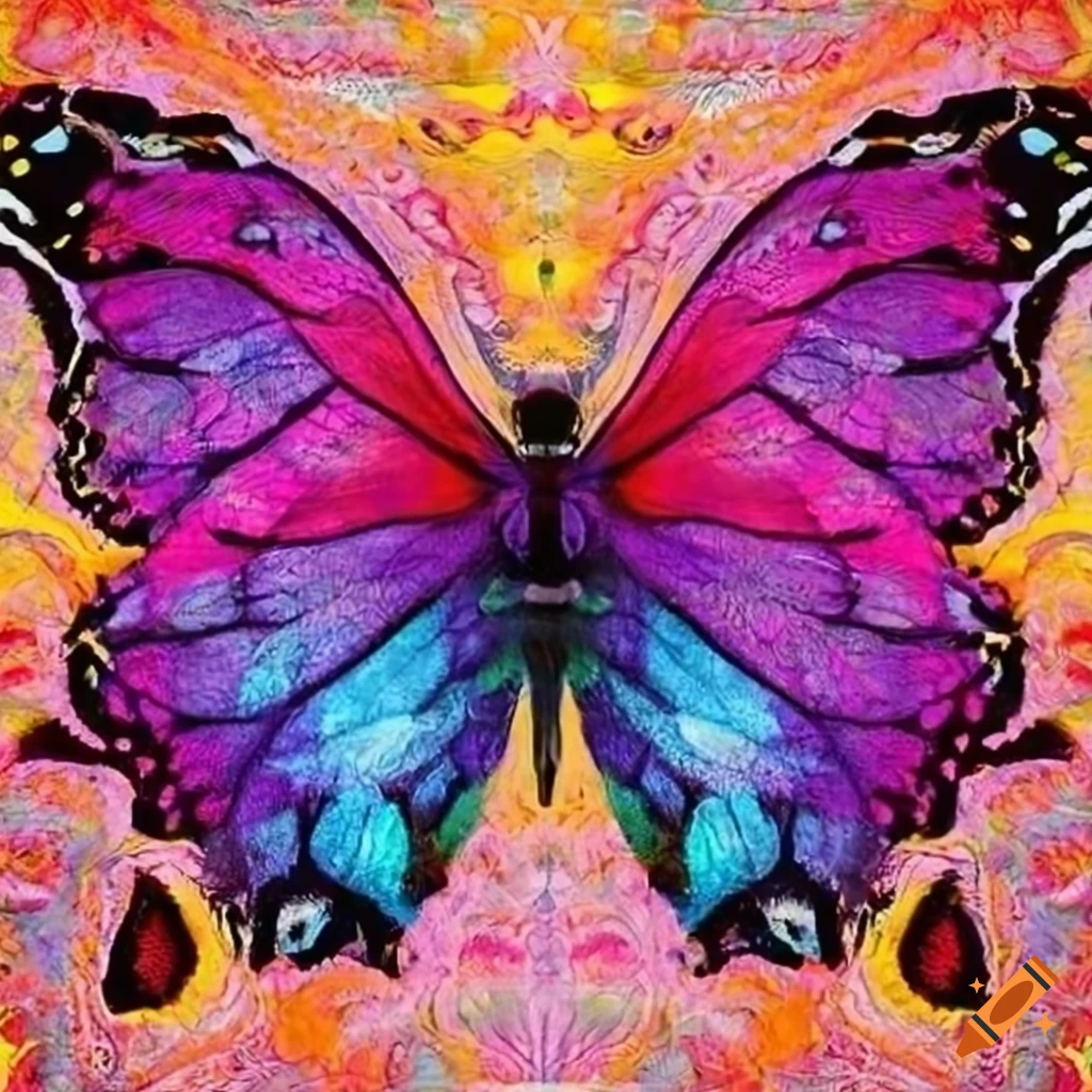 A colorfull butterfly pattern, nature-inspired design for textile