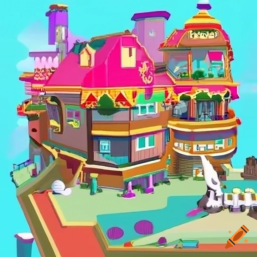 Imagine a vibrant cat metaverse city where every building, structure ...