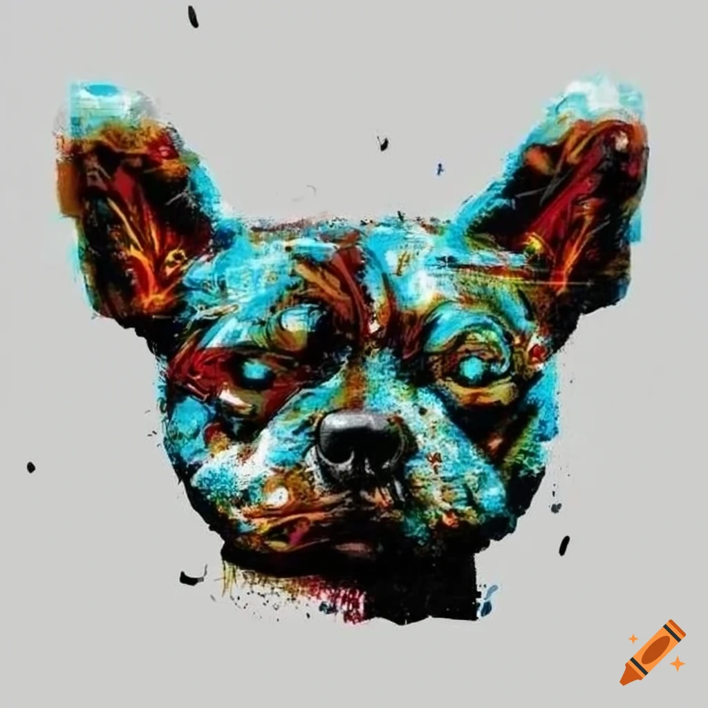 Grainy graffiti-style iconic symbol for dog on Craiyon