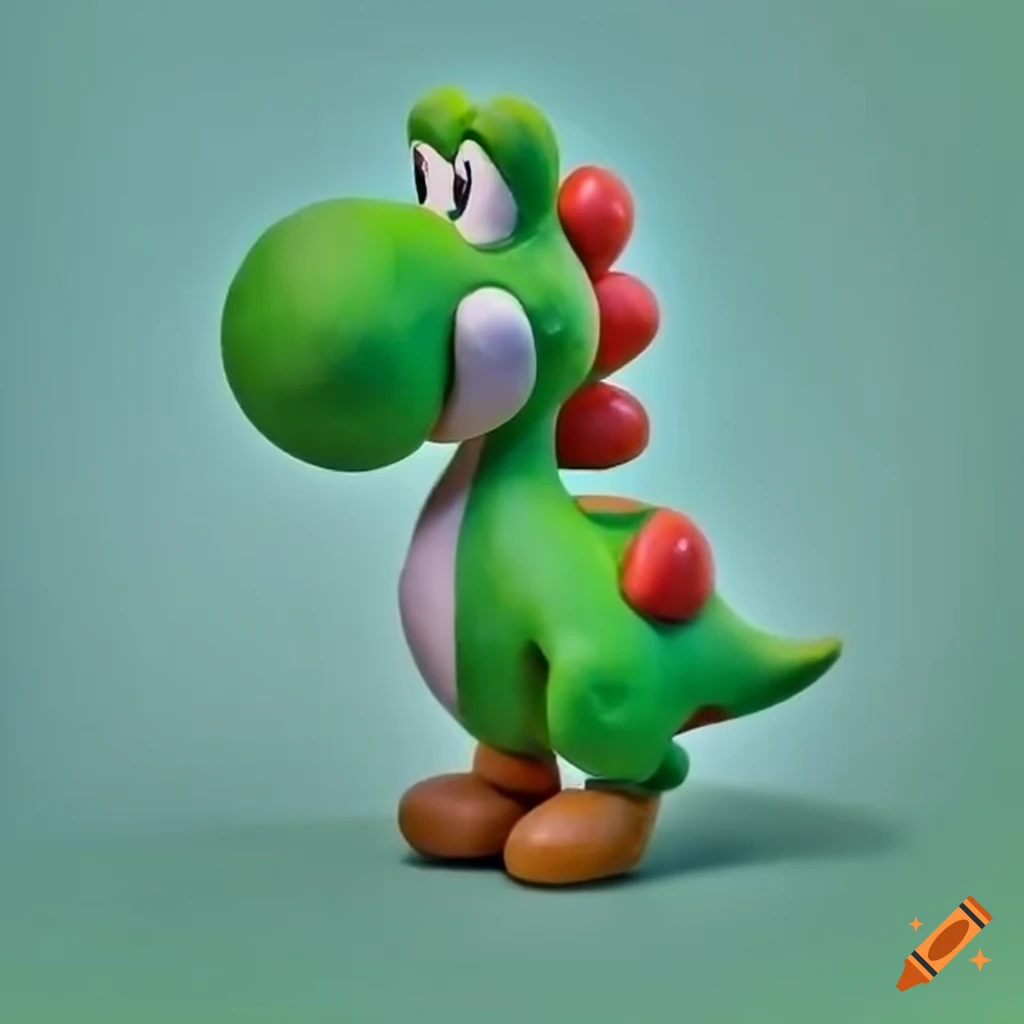 Green yoshi made out of clay