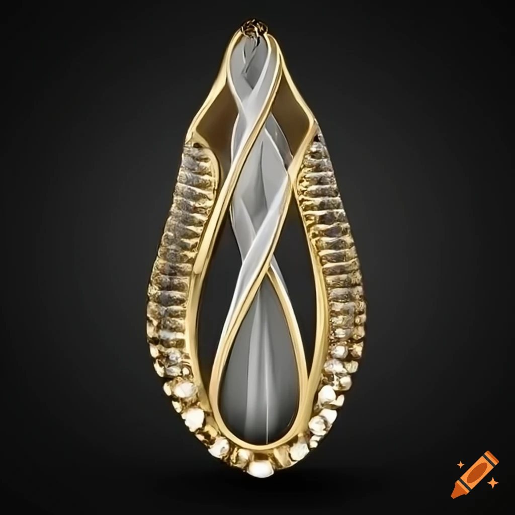 18k white and yellow gold futuristic, fantasy, freeform, and high tech ...