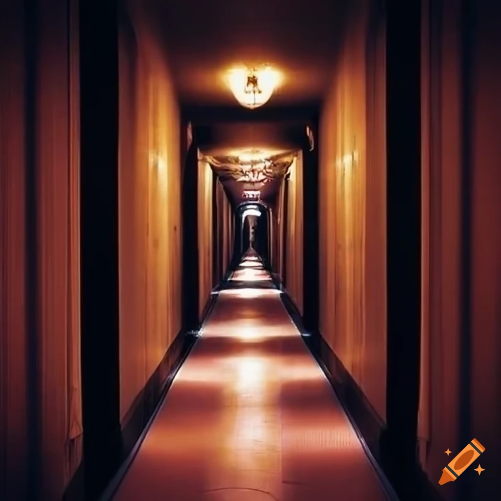 Picture of an endless hallway in hotel on Craiyon