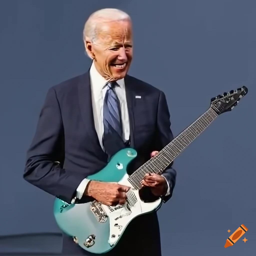 Joe biden playing electric guitar