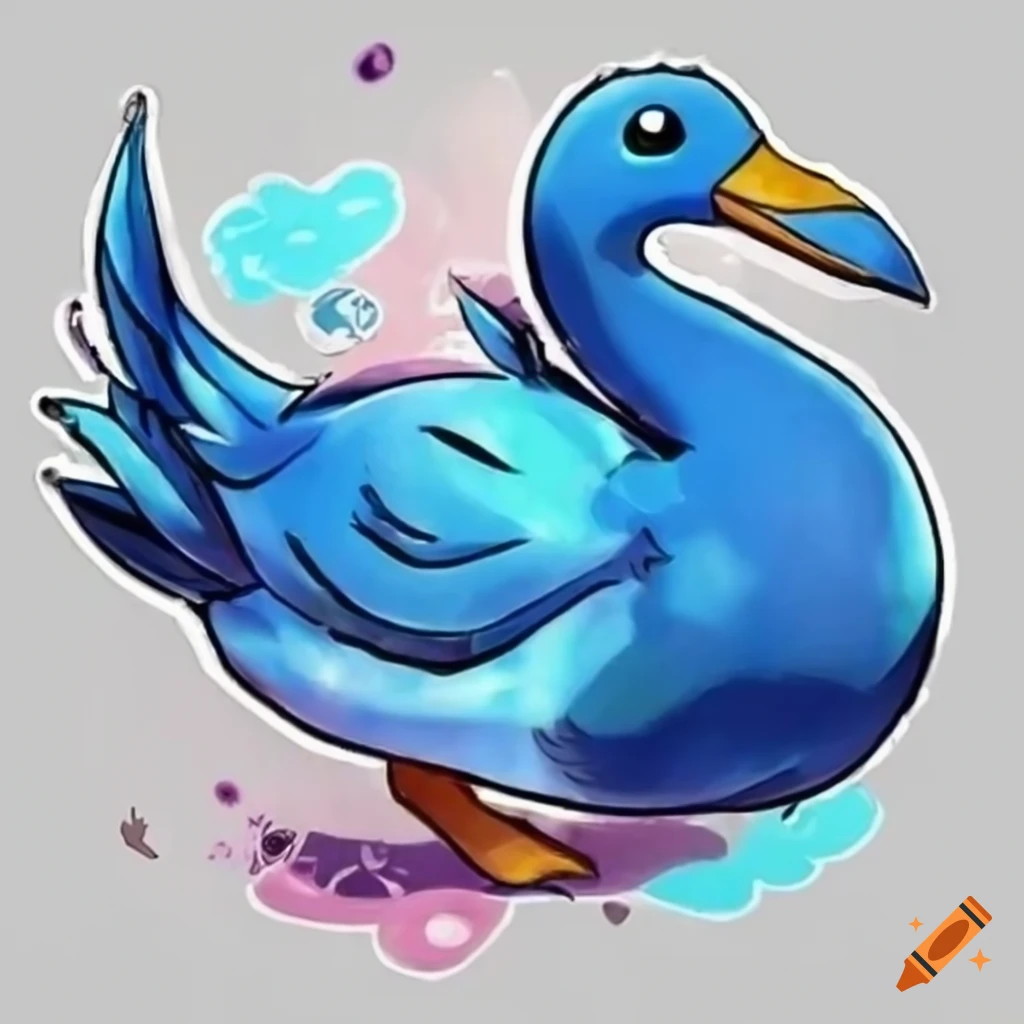 Pokemon pato grande robusto azul con plumas negras y azules diseño en ...