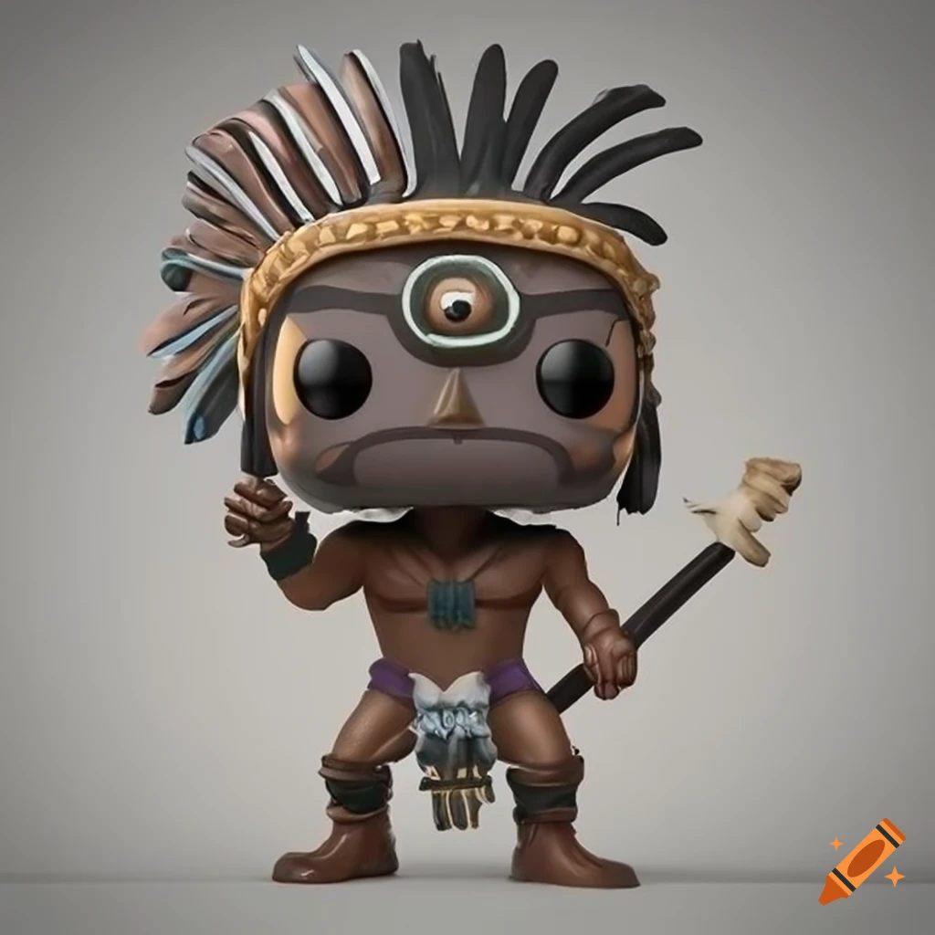 Funkopop the aztec warrior ,skin color black on Craiyon