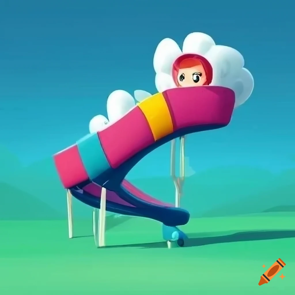 Imaginary park, beautyful day - swings, bing swirl slides. cartoon ...