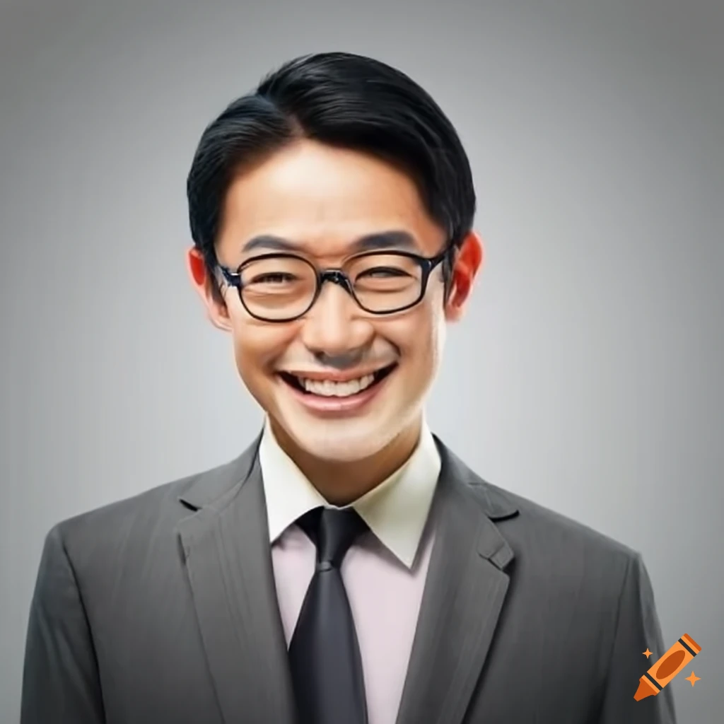 Japanese businessman smiling gently