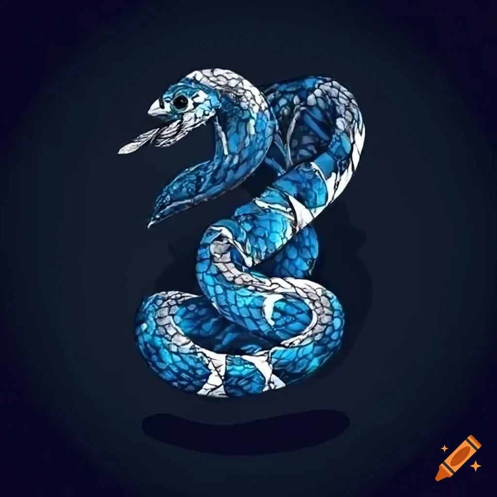Serpent bleu traversant un coeur vide