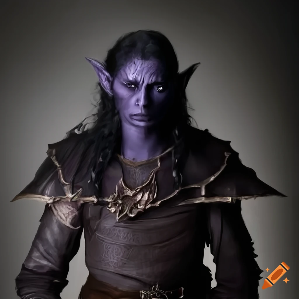 Male half drow warlock with black hair