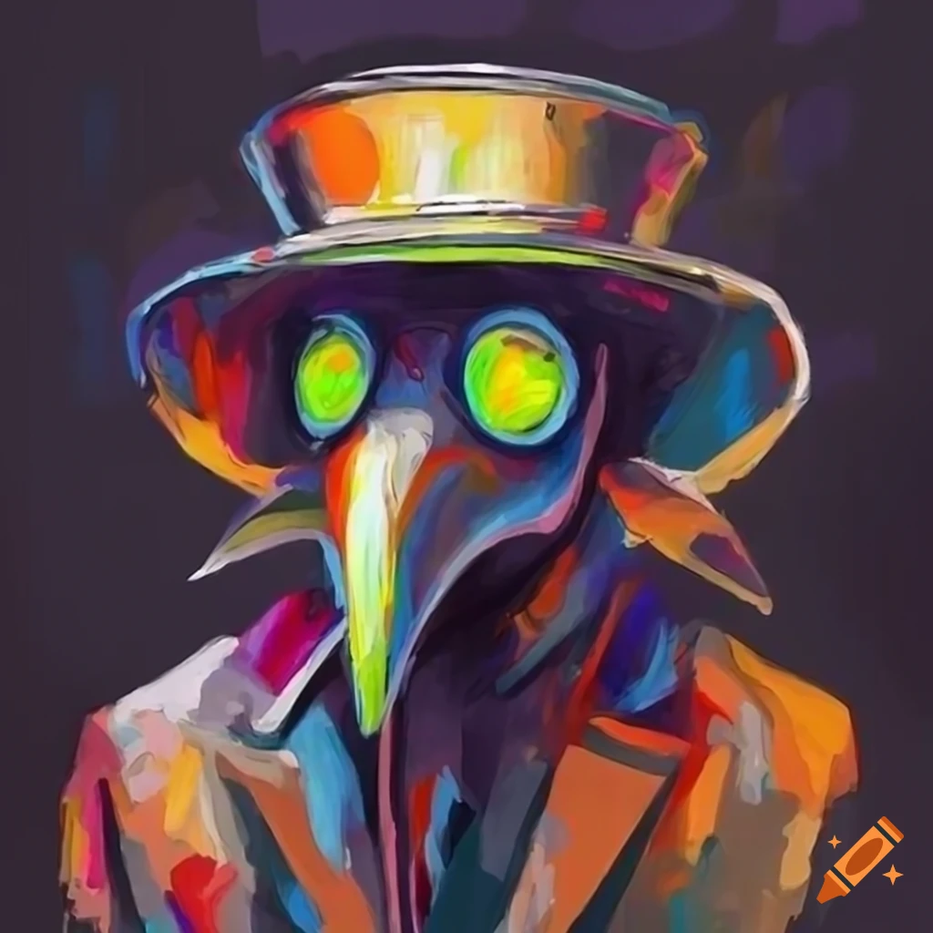 Plague doctor colorful stylish drawing on Craiyon