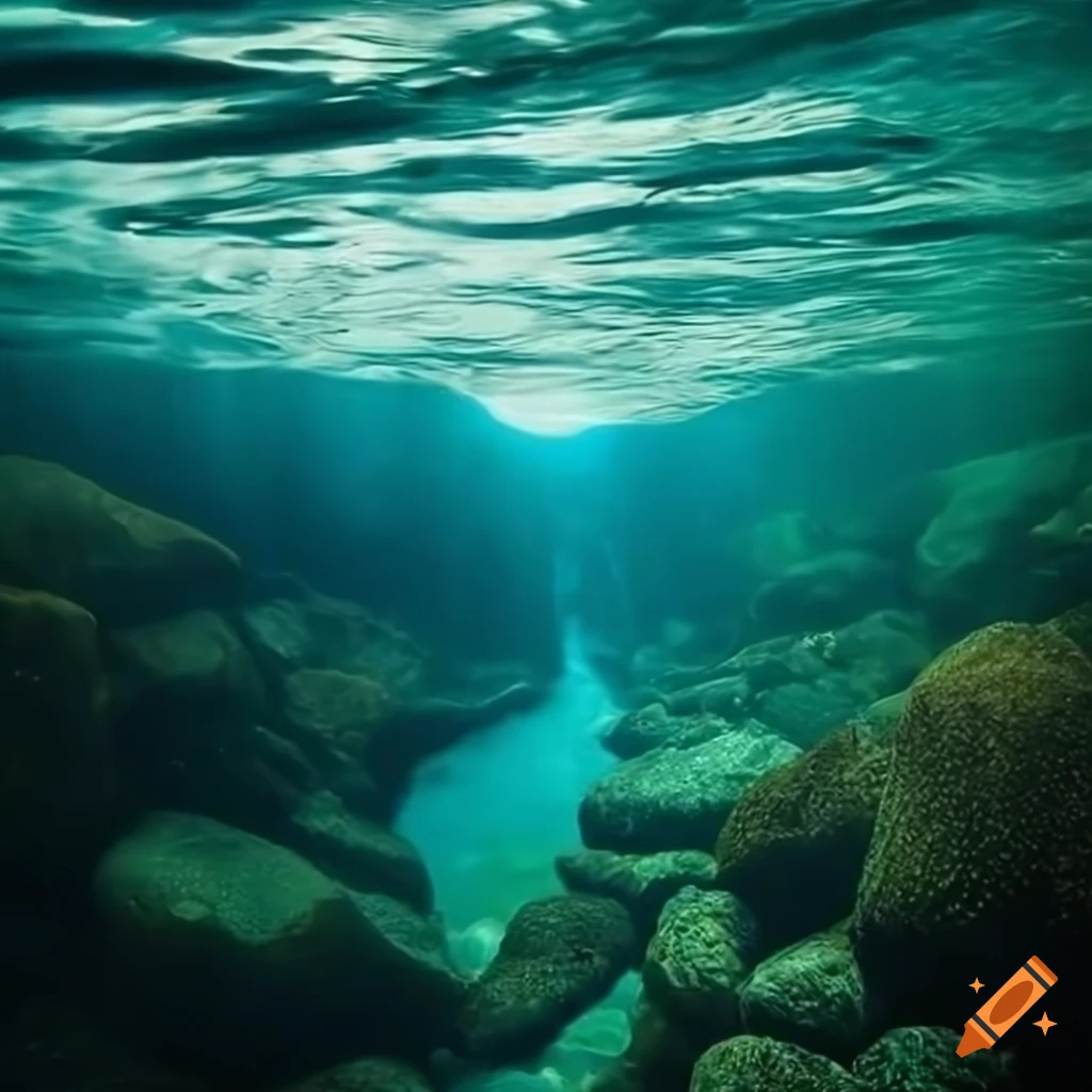 A stream in british columbia seen like in an split screen both above ...