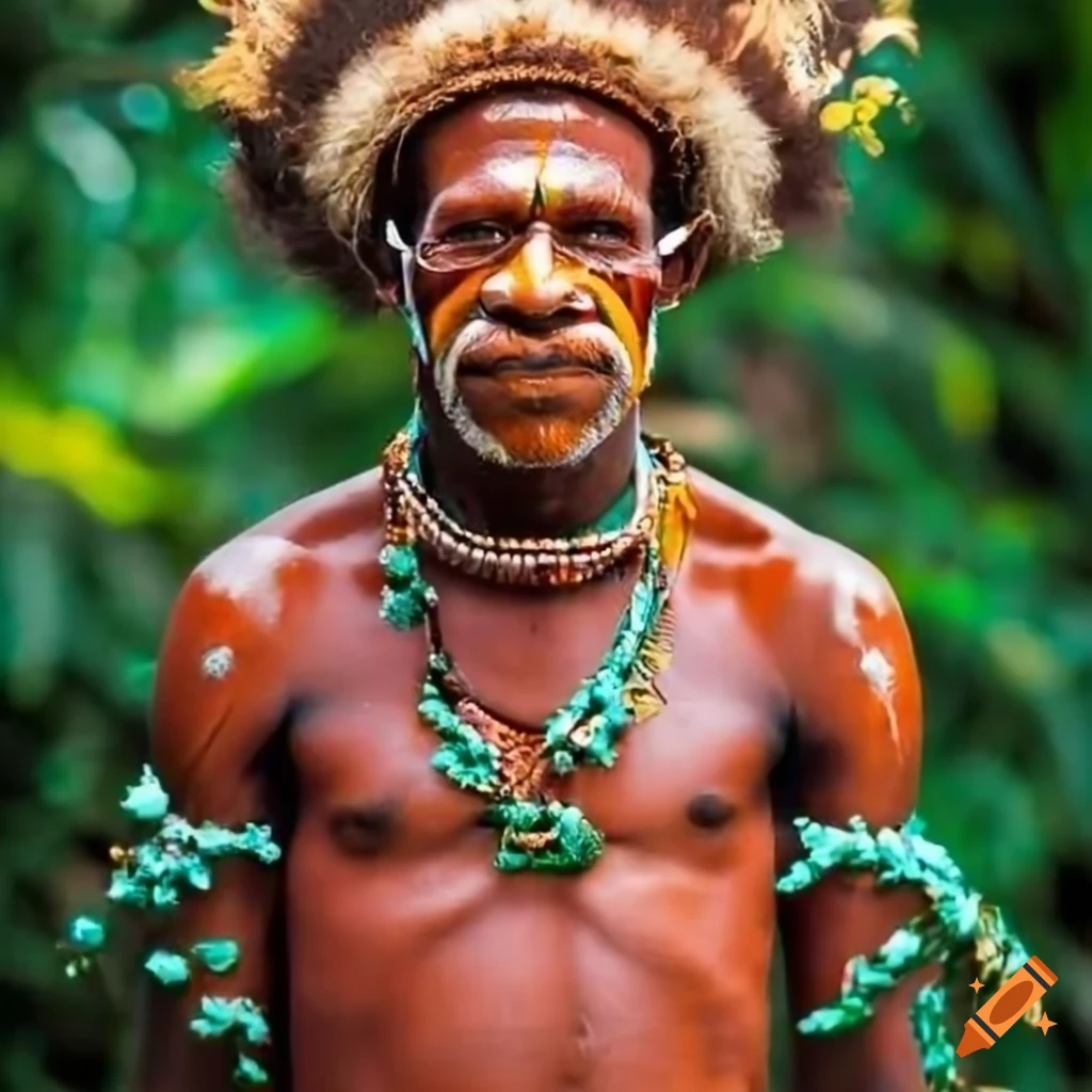 Enga provice papua new guinea man in traditional attire on Craiyon