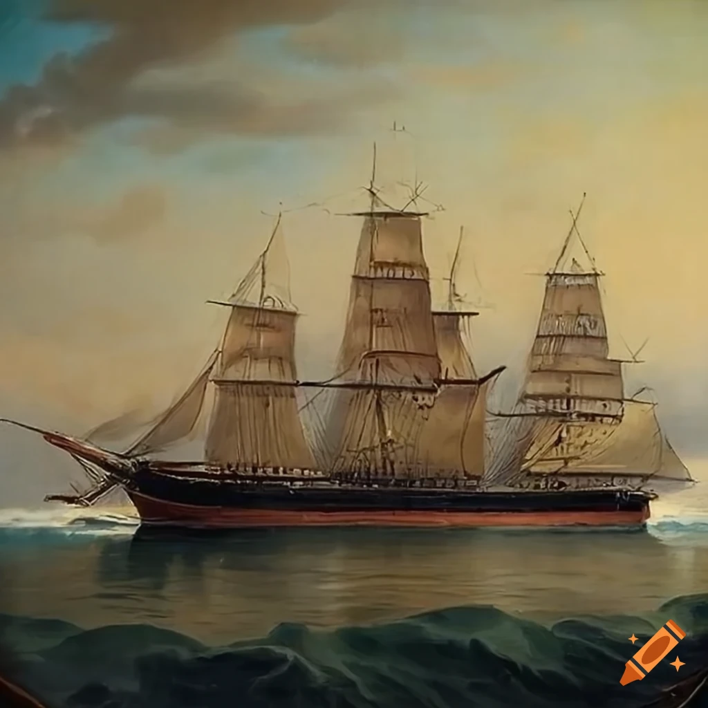 American ships arriving at Greenland, Oil Painting Realistic, 1870s on ...
