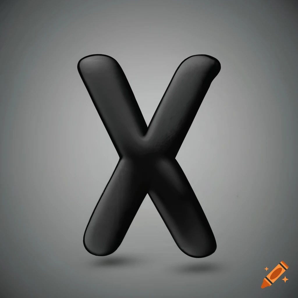 Hand written x letter black on white background