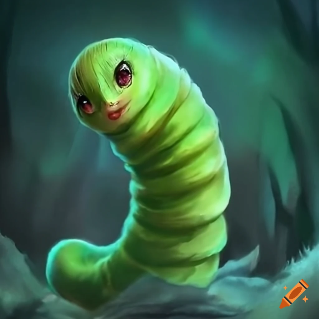 Beautiful green worm on Craiyon