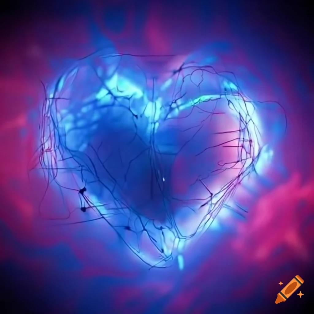 An artificial neural network in the shape of a heart on Craiyon