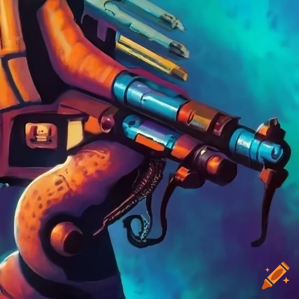 80s sci fi membrane machine arms painting on Craiyon