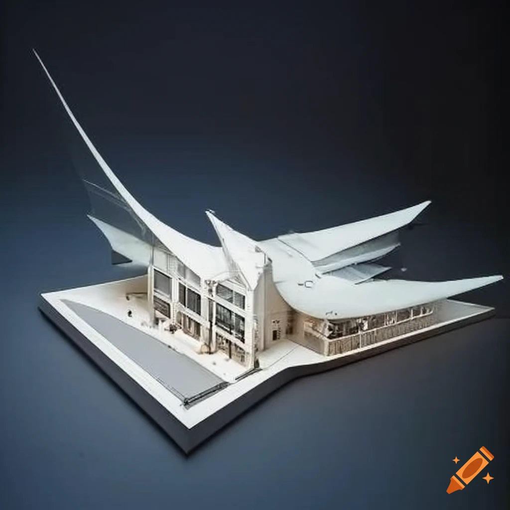 Autocad plan for museum that looks like a wing