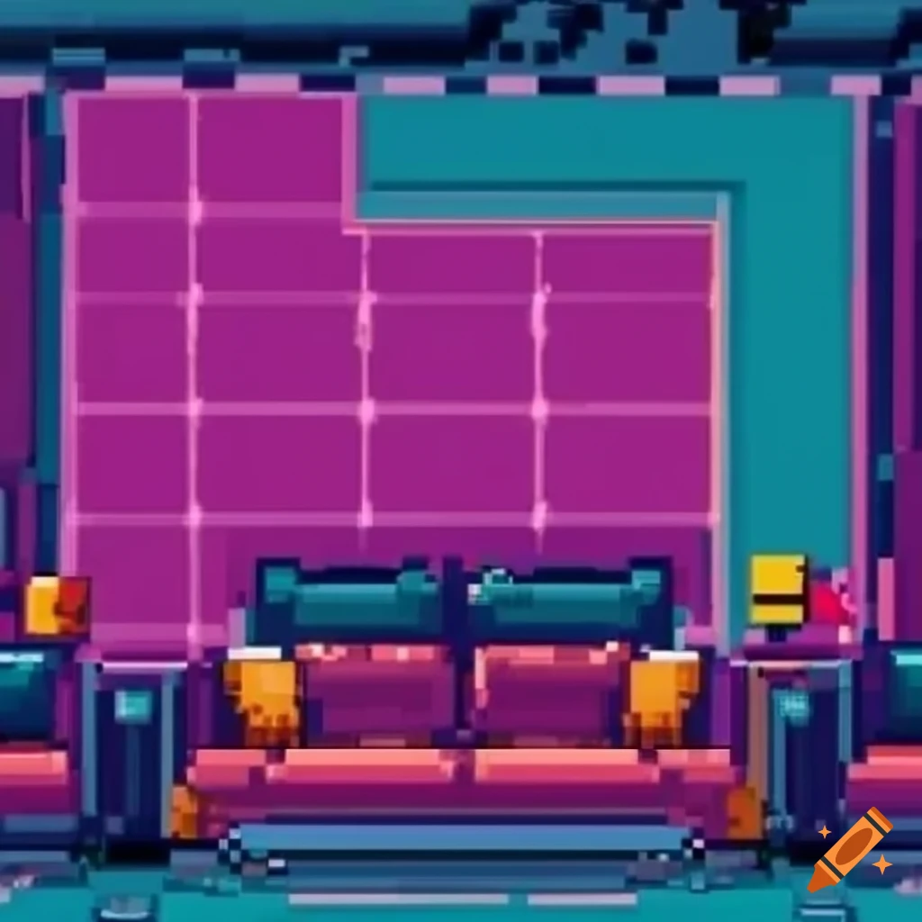 8-bit lounge, background, couch, retro