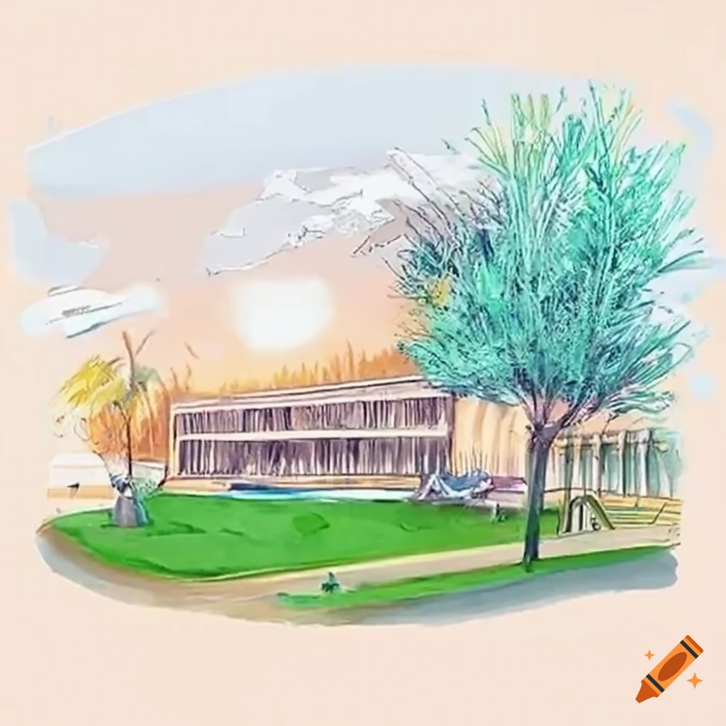 Student workshop about school outdoor area sports area chill out area