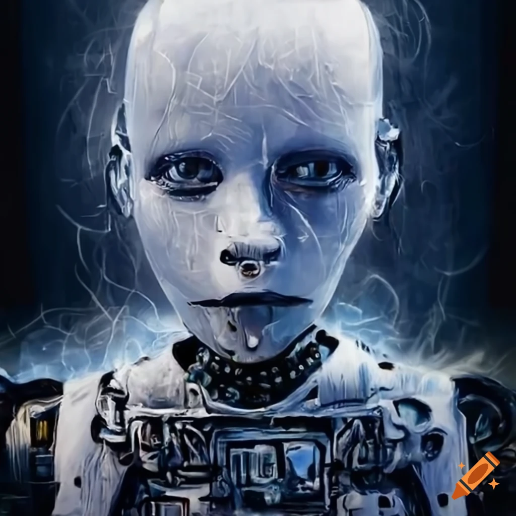 A ai robot drawing on a canvas on Craiyon