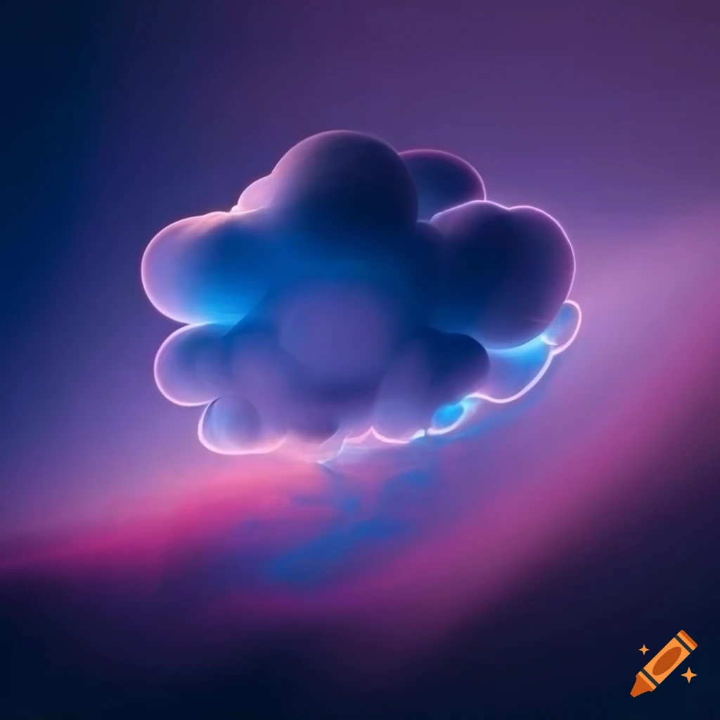 Abstract light art installation of a cloud