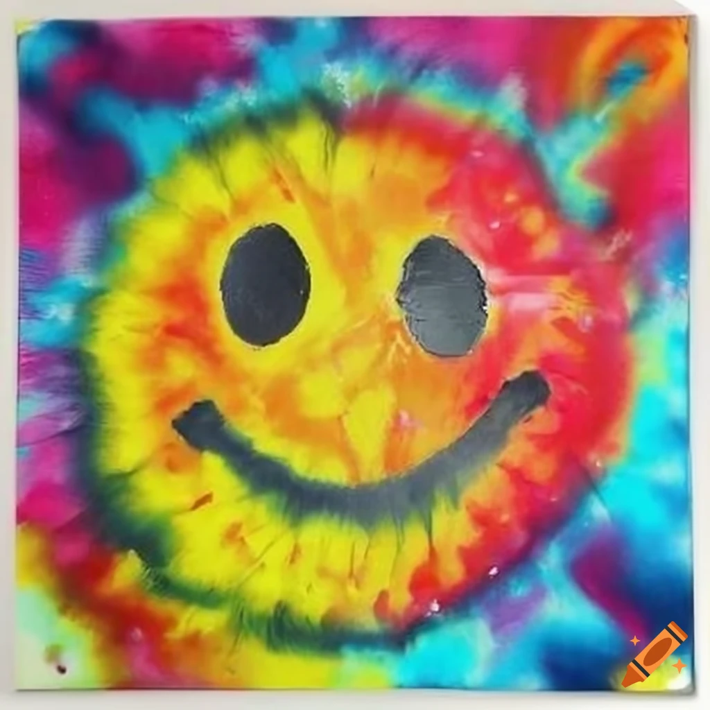 Tie dye smiley face on Craiyon