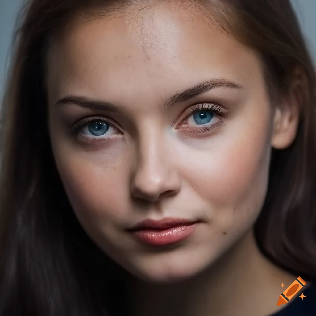 Close-up of a pretty young russian woman's photorealistic face ...