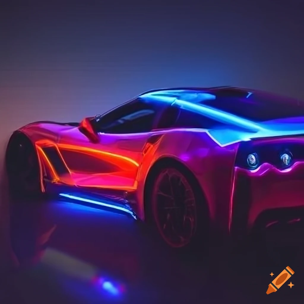 Neon light corvette on Craiyon