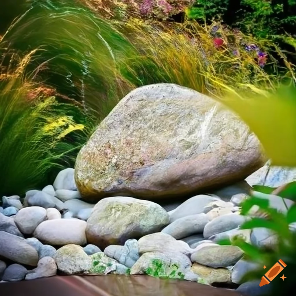 Start with a blank canvas. a close up garden scene with a light gray ...