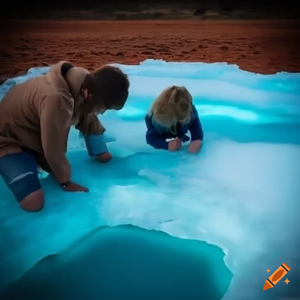 A photograph of students presenting the giant melting square block of ...