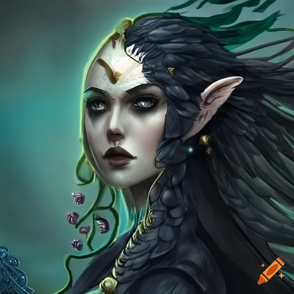 Create a visually striking representation of Morai-heg, the Crow ...