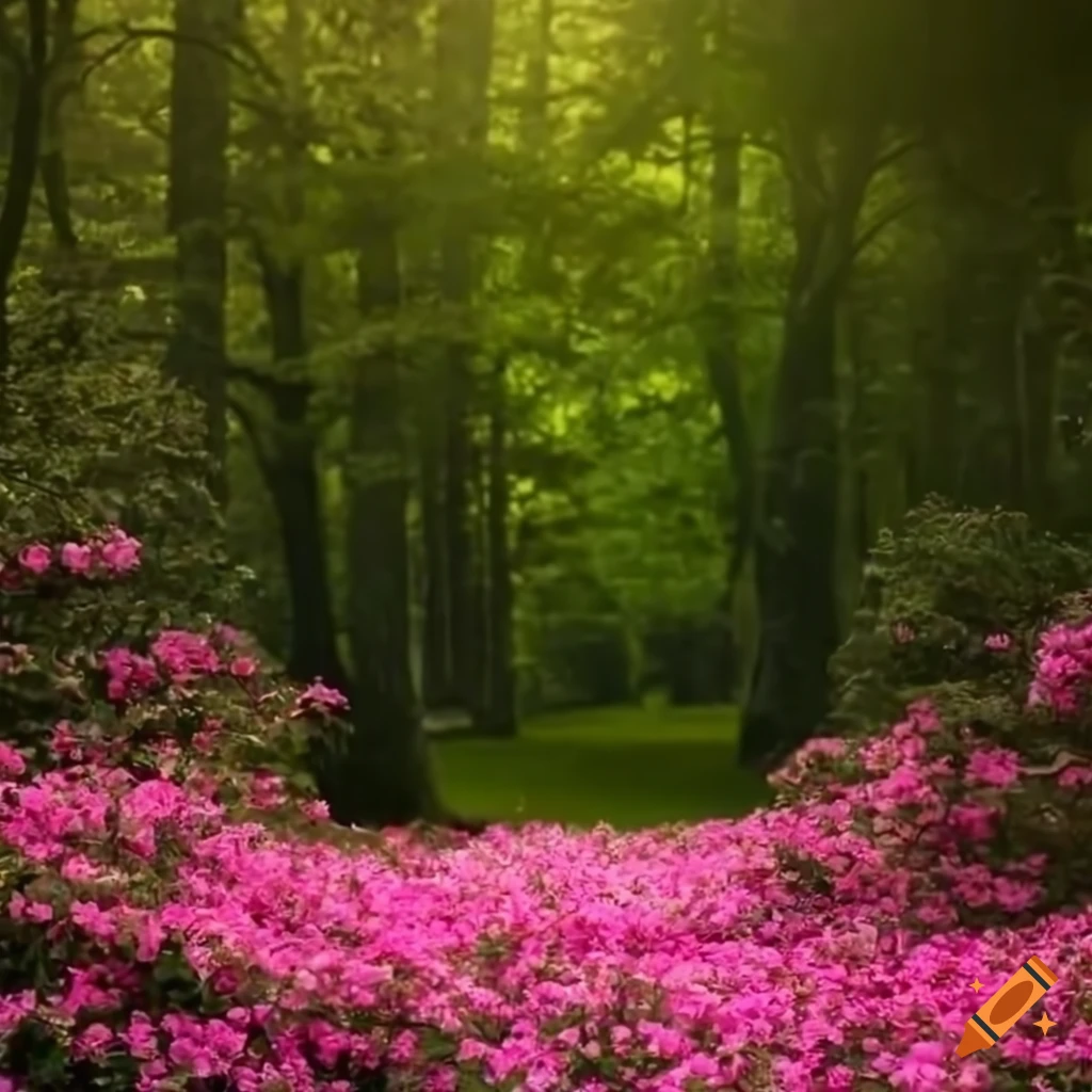 Forest of bushes covered in pink roses on Craiyon